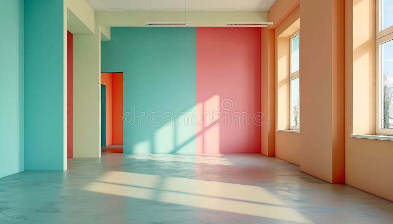 Empty Office Room with Color Walls. Interior Design Stock Image - Image ...