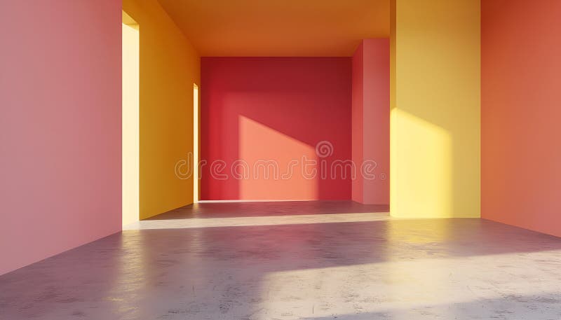 Empty Office Room with Color Walls. Interior Design Stock Image - Image ...