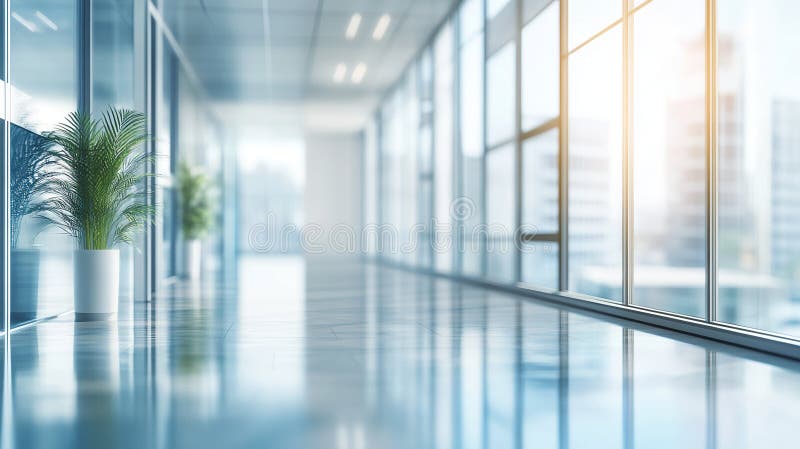 Empty Office Room with Glass Windows and Blurred Background, Perfect ...