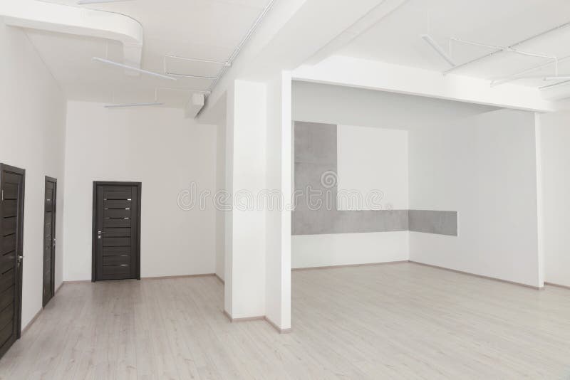 Empty Office Room with White Walls and Doors. Interior Design Stock ...