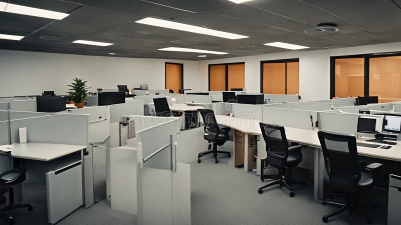 Empty Office Space with Cubicles and Desks Stock Footage - Video of ...