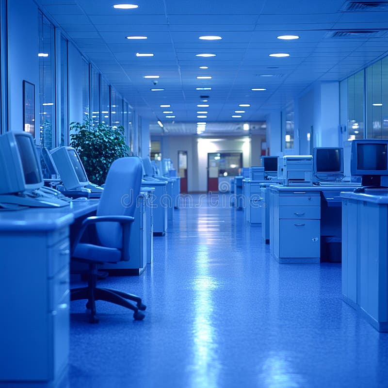 An Empty Office Space with Dim Lighting Reflects the "Blue Monday" Mood ...