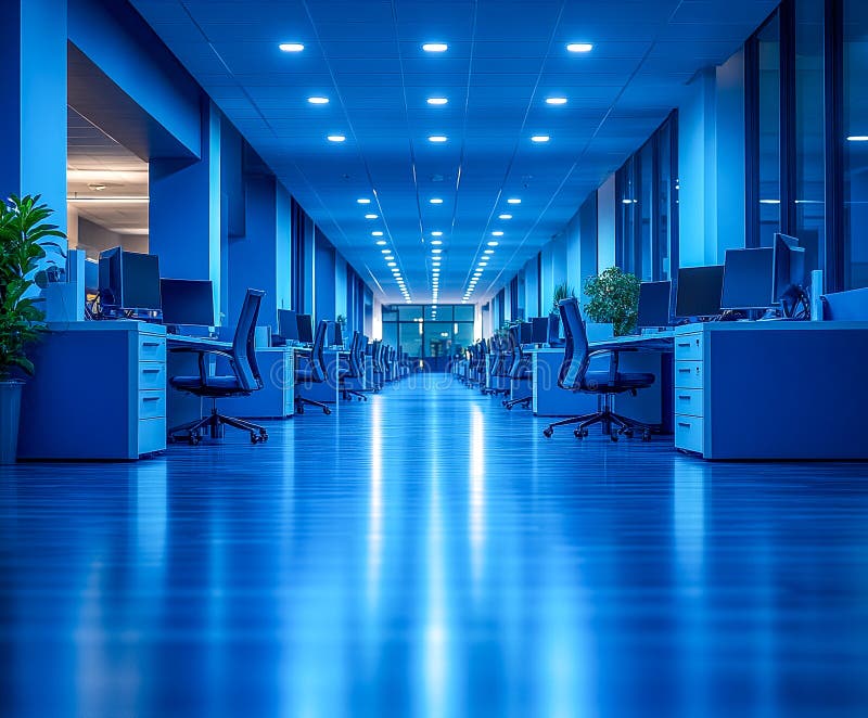 An Empty Office Space with Dim Lighting Reflects the "Blue Monday" Mood ...