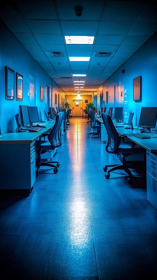 An Empty Office Space with Dim Lighting Reflects the "Blue Monday" Mood ...