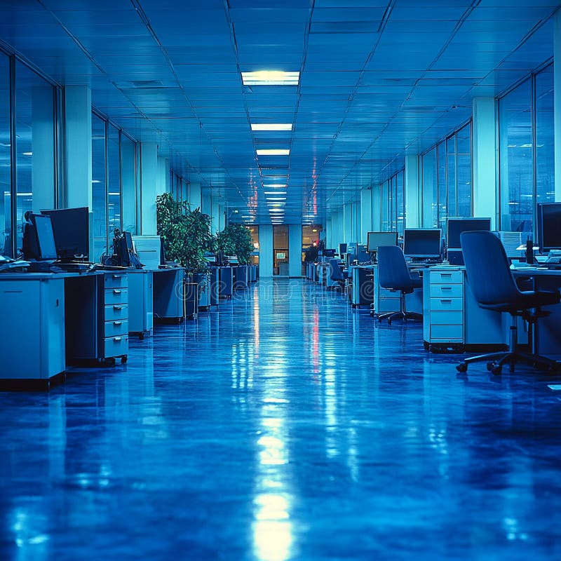An Empty Office Space with Dim Lighting Reflects the "Blue Monday" Mood ...