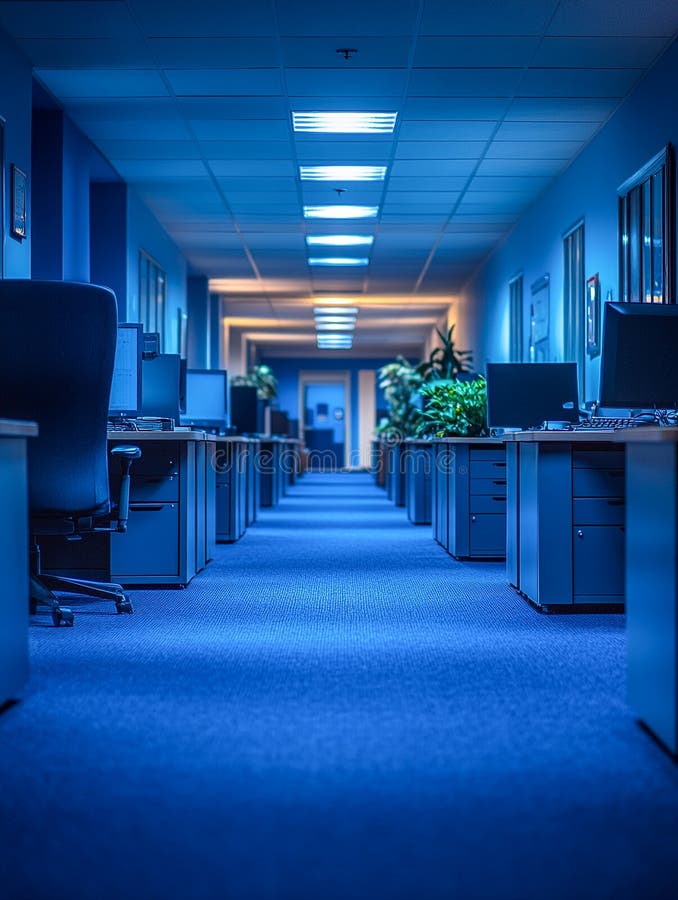 An Empty Office Space with Dim Lighting Reflects the "Blue Monday" Mood ...