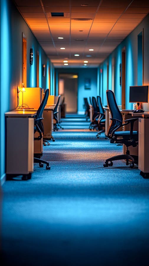 An Empty Office Space with Dim Lighting Reflects the "Blue Monday" Mood ...