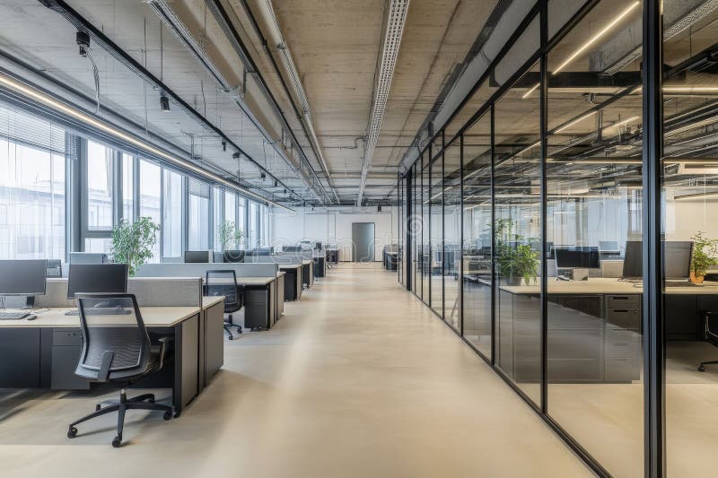 An Empty Office Space Featuring an Abundance of Large Windows and ...