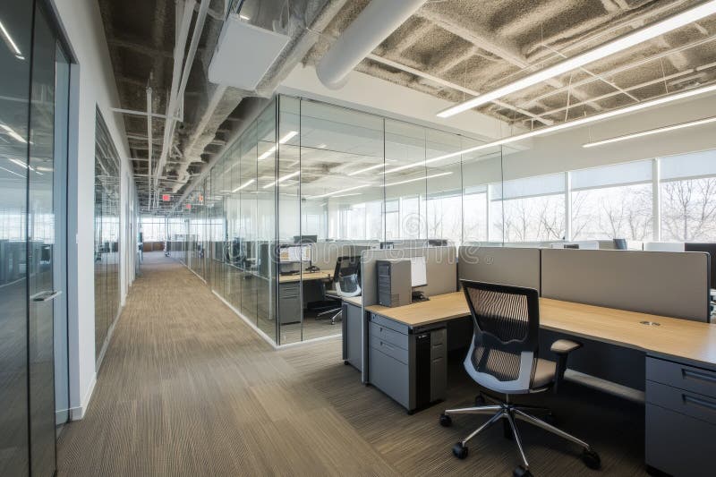 An Empty Office Space Featuring an Abundance of Large Windows and ...