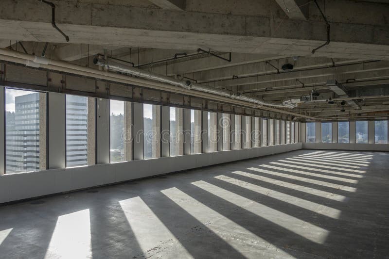 Empty Office Space with Multiple Windows Stock Photo - Image of window ...
