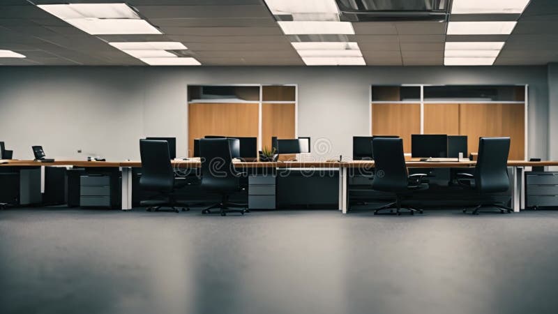 Empty Office Space: a Row of Workstations Stock Footage - Video of ...