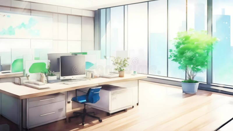 Empty Office Space. Sunlight Streaming through the Window and ...