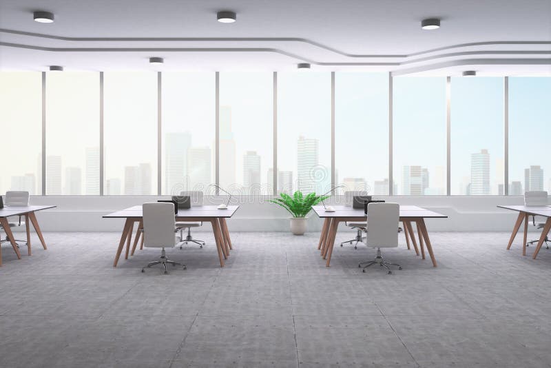 Empty Office Space or Workspace Stock Illustration - Illustration of ...