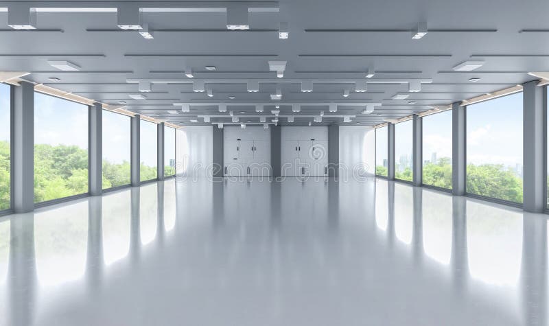 Empty Office Space or Workspace with Greenery View in City Stock ...