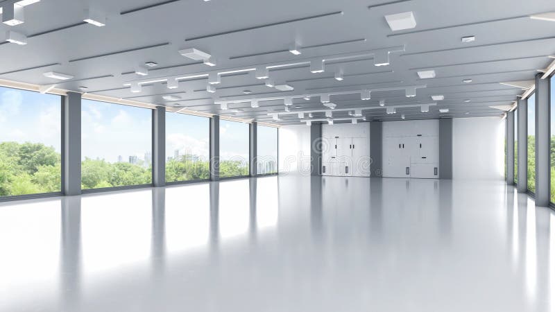 Empty Office Space or Workspace with Greenery View in City Stock ...