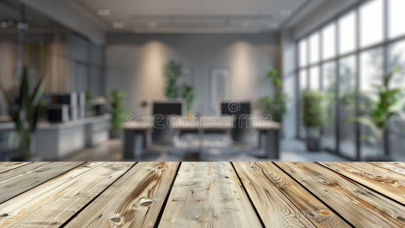 Empty Office Table with Background Blur for Displays. Stock Photo ...