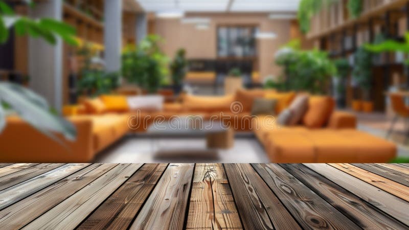 Empty Office Table with Background Blur for Displays. Stock Photo ...