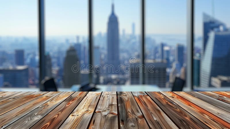 Empty Office Table with Background Blur for Displays. Stock Image ...