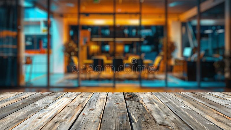 Empty Office Table with Background Blur for Displays. Stock Image ...