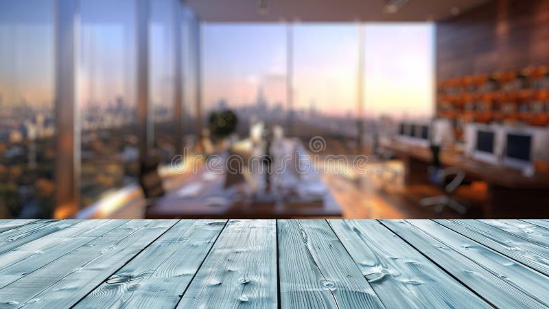 Empty Office Table with Background Blur for Displays. Stock Image ...