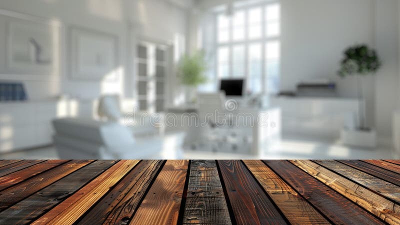 Empty Office Table with Background Blur for Displays. Stock Image ...