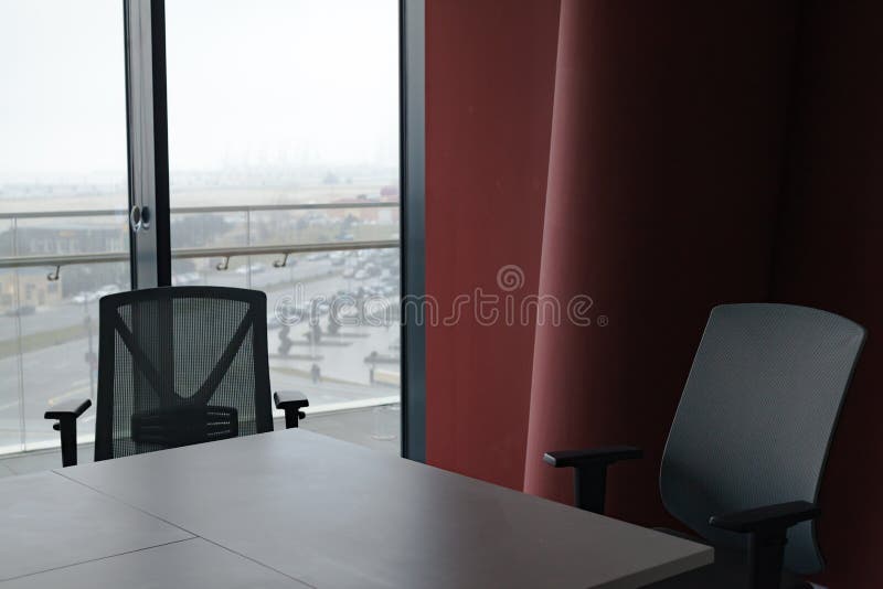 Empty Office with Table and Two Chair Stock Photo - Image of ...