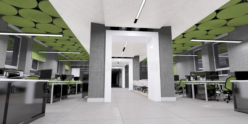 Empty Office Work Place Visualization Stock Image - Image of corporate ...