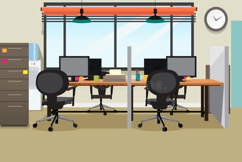 Empty Office Workplace Illustration Stock Vector - Illustration of ...