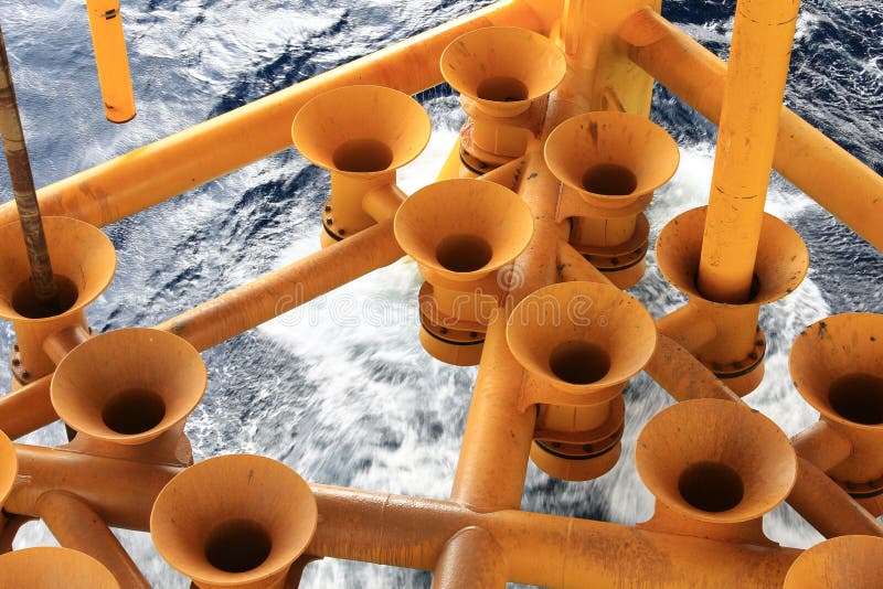 Well Head Slot on the Platform or Rig. Stock Image - Image of pipeline ...