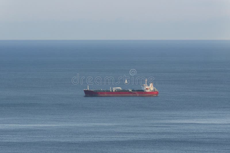 Empty Oil Tanker Alone in the Middle of Calm Ocean Stock Photo - Image ...