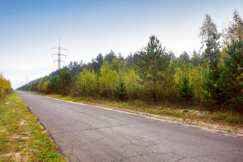 Empty Old Asphalt Countryside Road through the Forest Stock Photo ...