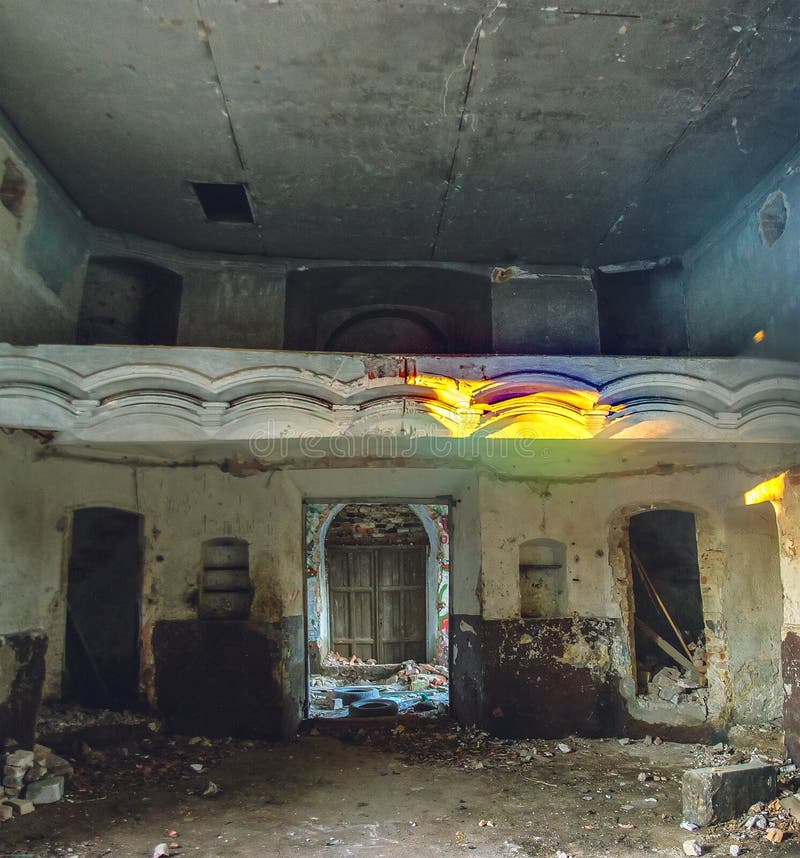 Empty and old church hall stock image. Image of dirty - 92085835