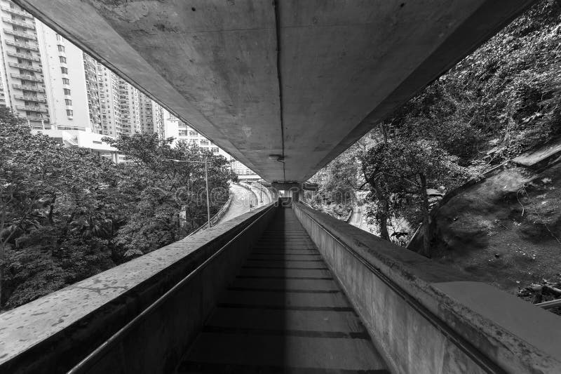 A Empty Old Concrete Pedestrian Walkway in Hong Kong City Stock Image ...