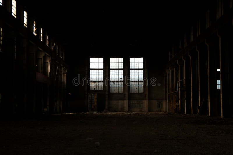 An Empty Old Factory stock image. Image of window, midnight - 45773919