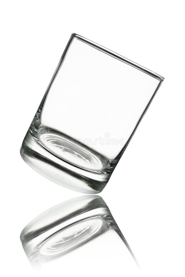 Empty Old Fashioned or Rock Glass with Reflection Isolated on White ...