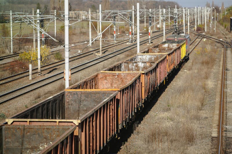 Empty Old Freight Train Wagons and in a Station Stock Photo - Image of ...
