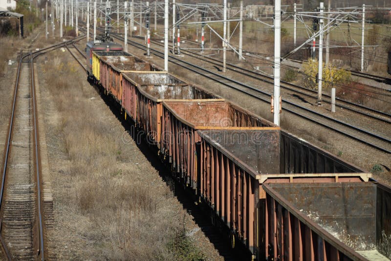 Empty Old Freight Train Wagons and in a Station Stock Image - Image of ...