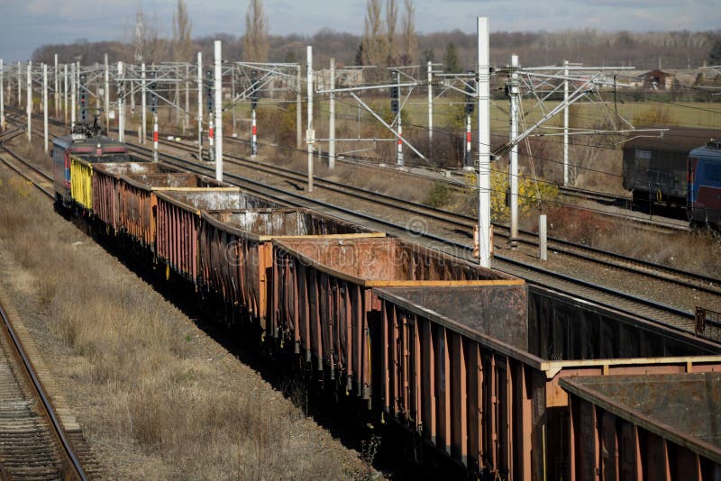 Empty Old Freight Train Wagons and in a Station Stock Image - Image of ...