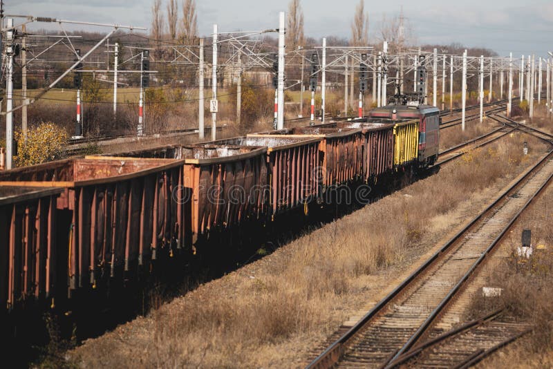 Empty Old Freight Train Wagons and in a Station Stock Photo - Image of ...