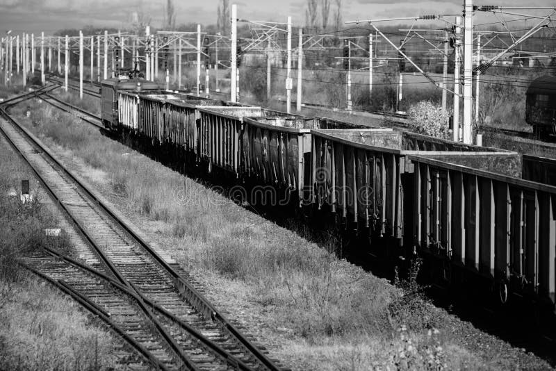 Empty Old Freight Train Wagons and in a Station Stock Photo - Image of ...
