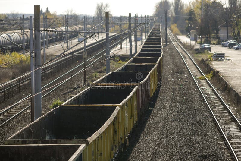 Empty Old Freight Train Wagons and in a Station Stock Photo - Image of ...