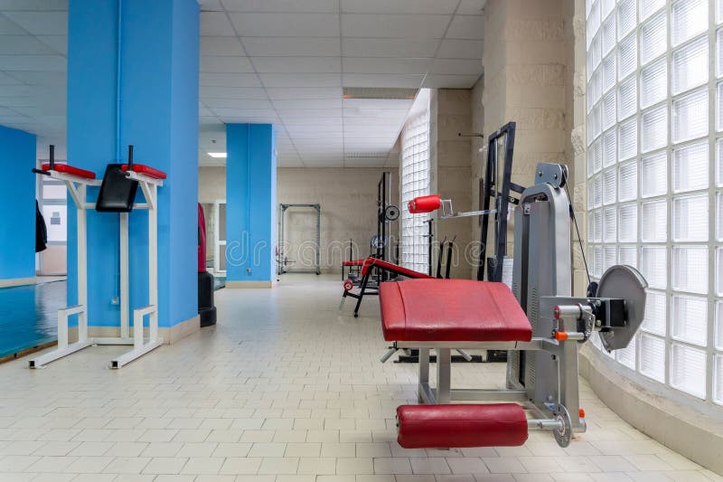 Empty Old Gym with Old Equipment Stock Image - Image of exercise, view ...