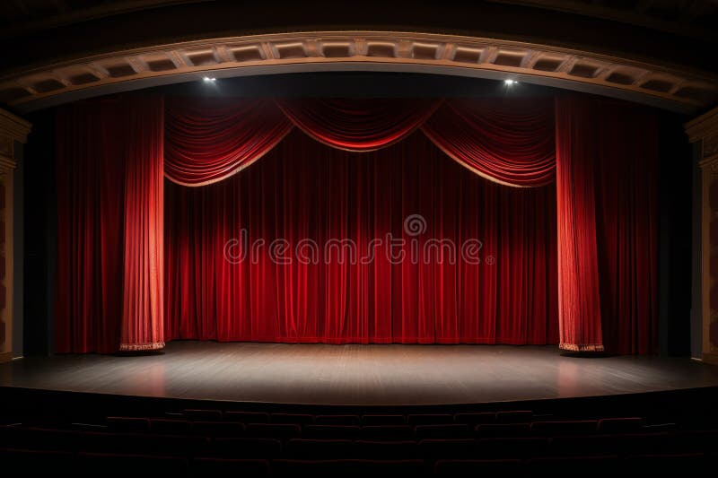 Empty Old Opera Gala Theater Stage and Red Velvet Curtains Stock Image ...