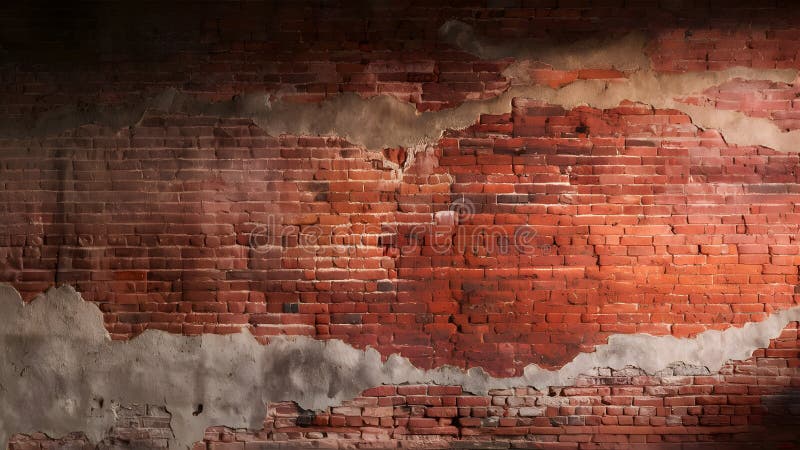 Empty Old Red Brick Wall Background Panoramic View of Empty Old Red ...