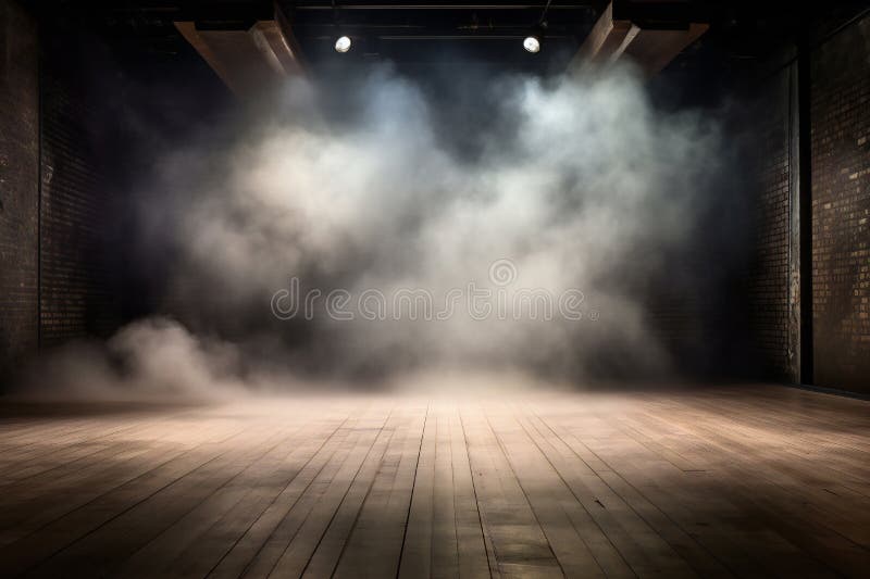 Empty Old Rustic Studio or Stage with Smoke and Lights Stock ...