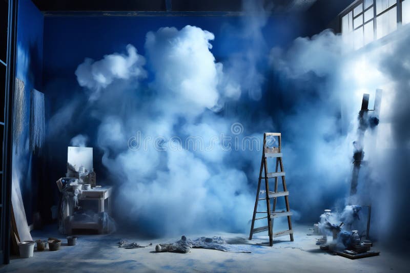 Empty Old Rustic Studio or Stage with Smoke and Lights Stock ...