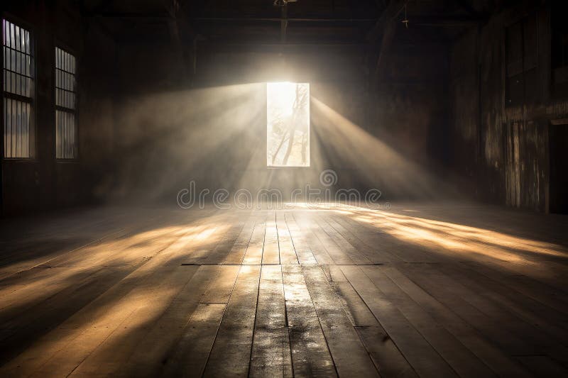 Empty Old Rustic Studio or Stage with Smoke and Lights Stock ...