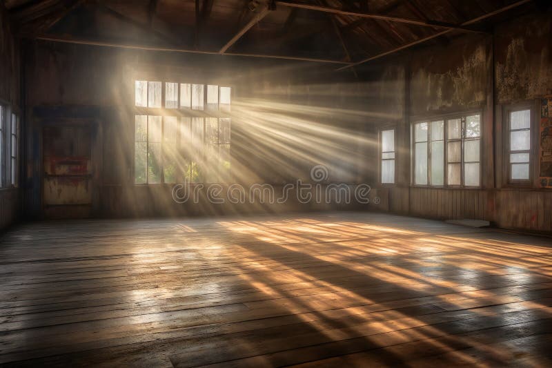 Empty Old Rustic Studio or Stage with Smoke and Lights Stock ...