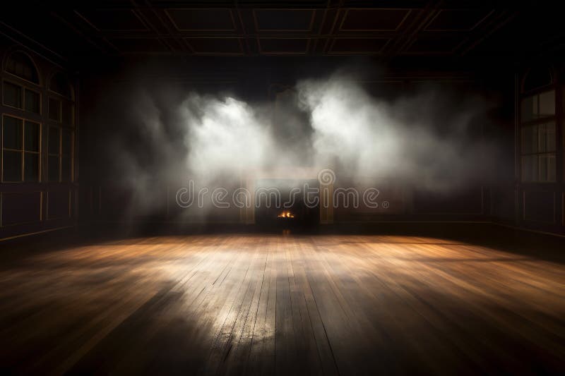 Empty Old Rustic Studio or Stage with Smoke and Lights Stock ...