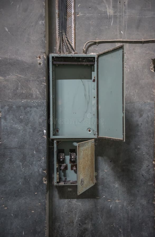 Open Distribution Panel Box on Concrete Wall in Abandoned Building ...